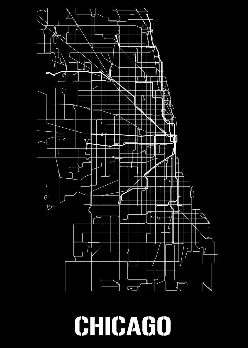 'Chicago Metro Map Subway' Poster, picture, metal print, paint by ...