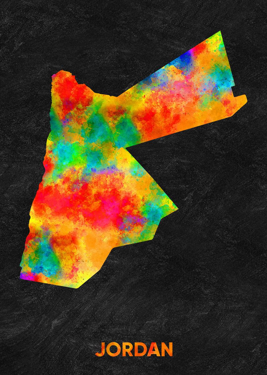'jordan map' Poster, picture, metal print, paint by SplashDesign | Displate
