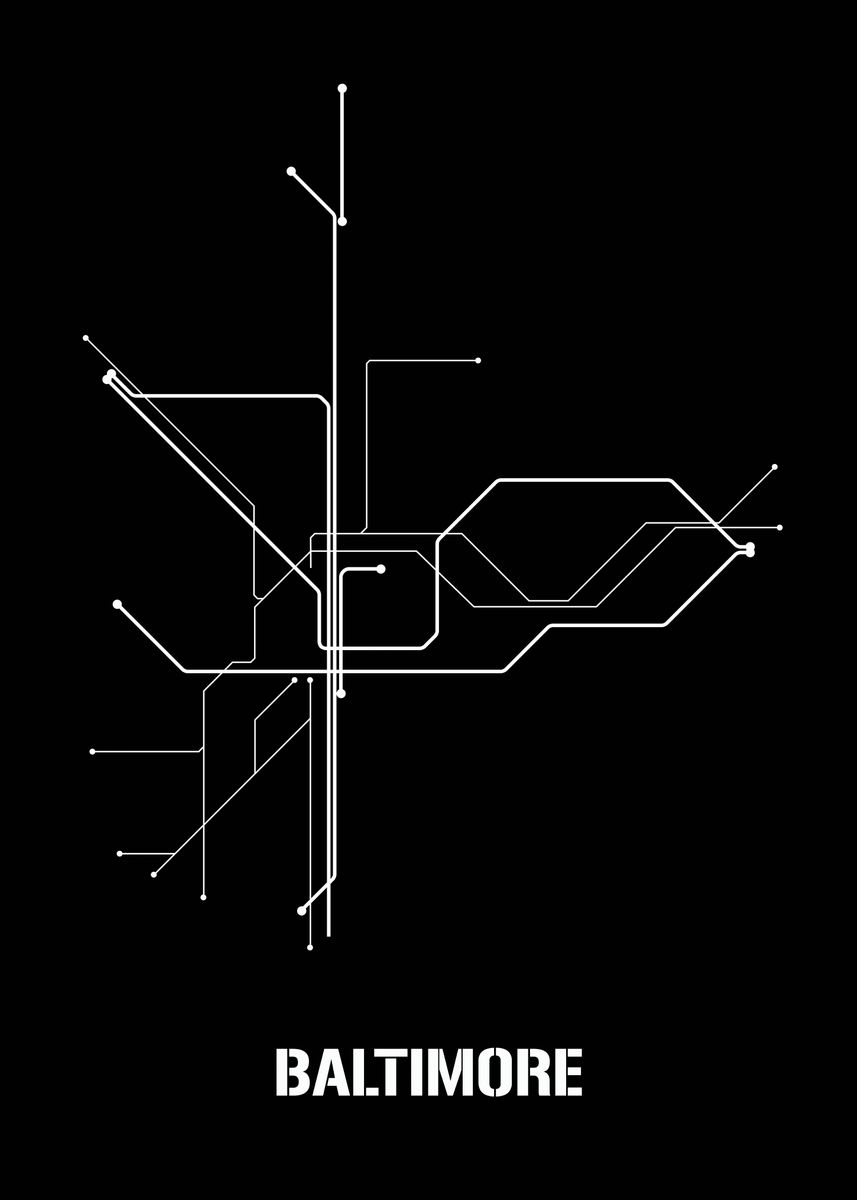 'Baltimore Metro Subway map' Poster, picture, metal print, paint by ...