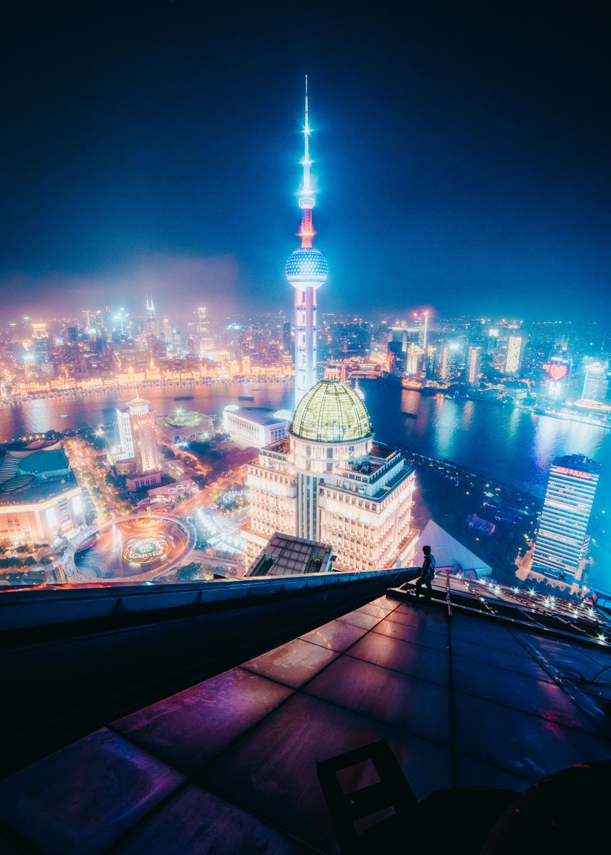 'Cyberpunk Shanghai' Poster, picture, metal print, paint by Desmond Li ...