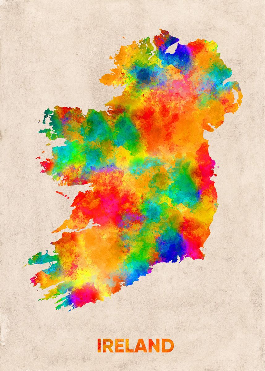 'ireland map' Poster, picture, metal print, paint by SplashDesign ...