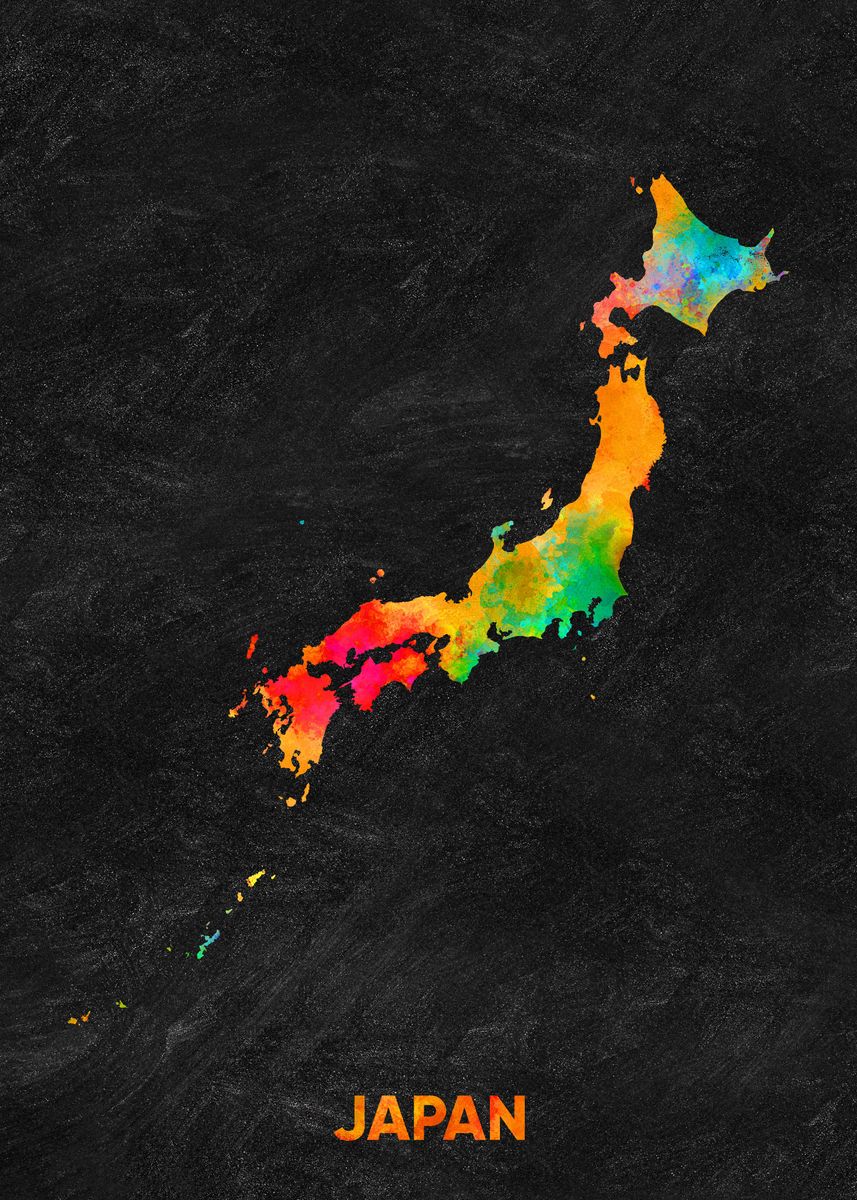 'japan map' Poster, picture, metal print, paint by SplashDesign | Displate