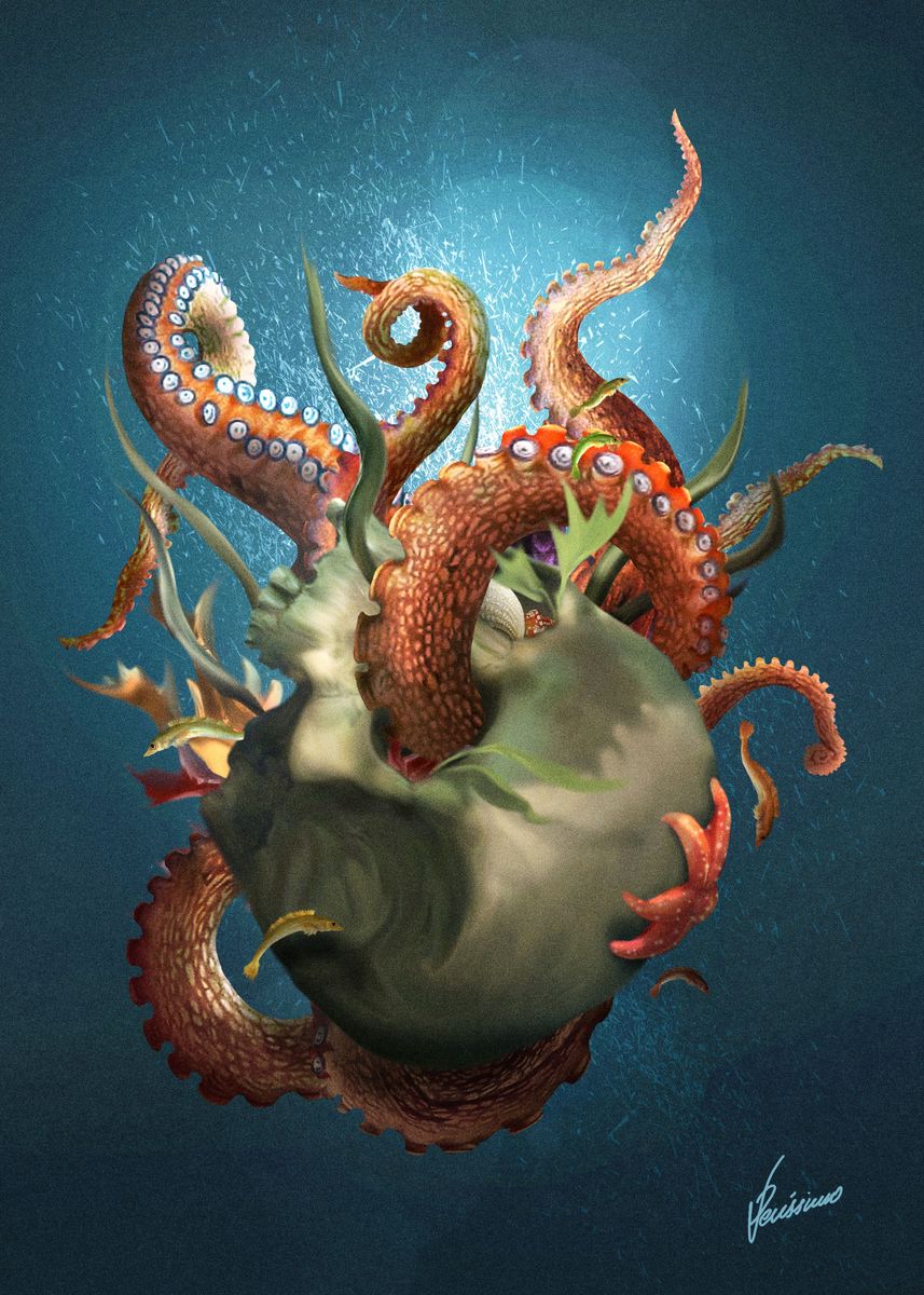 'Octo Skull' Poster, picture, metal print, paint by Diogo Verissimo ...