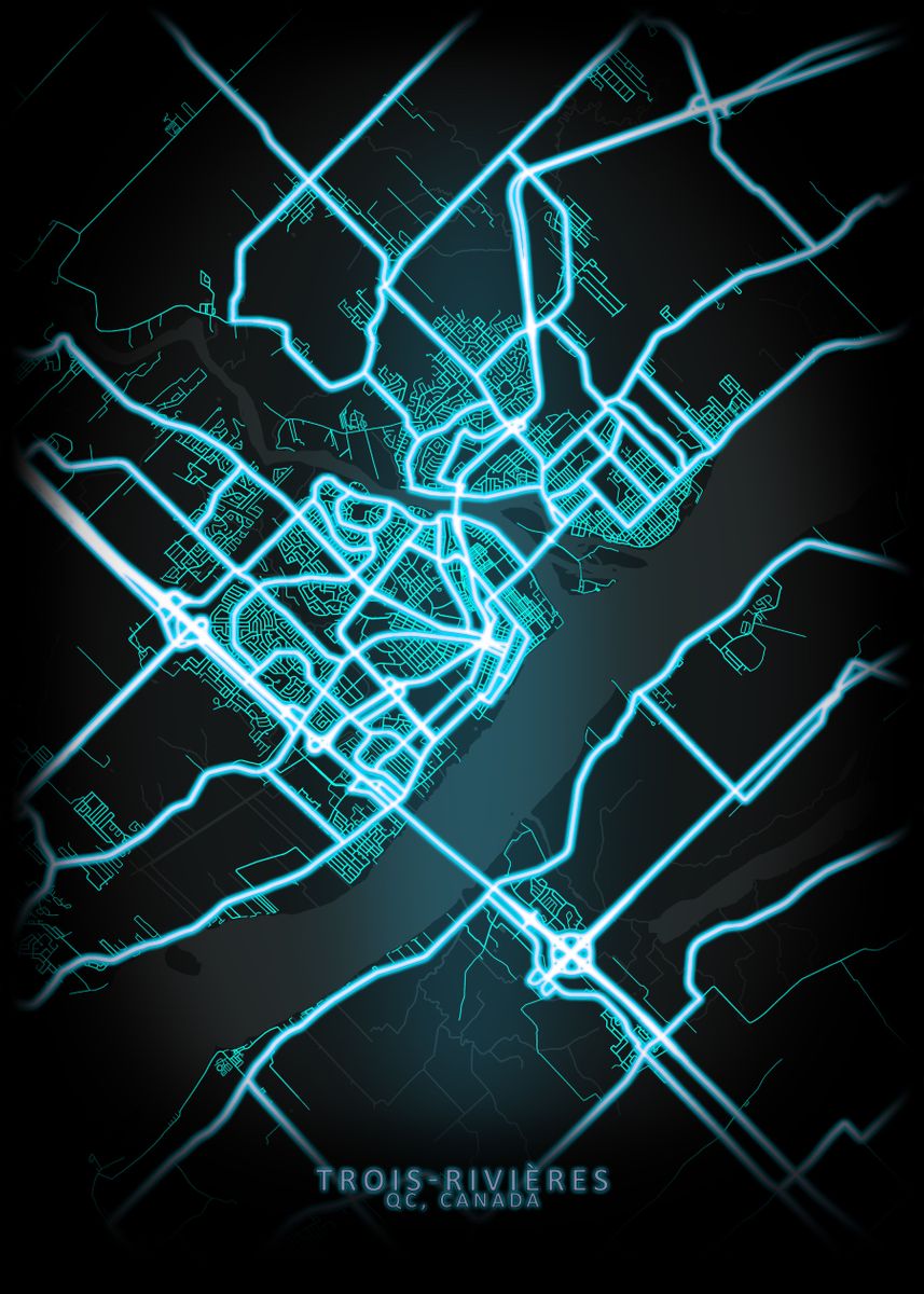 'Trois Rivieres QC Canada' Poster, picture, metal print, paint by City ...