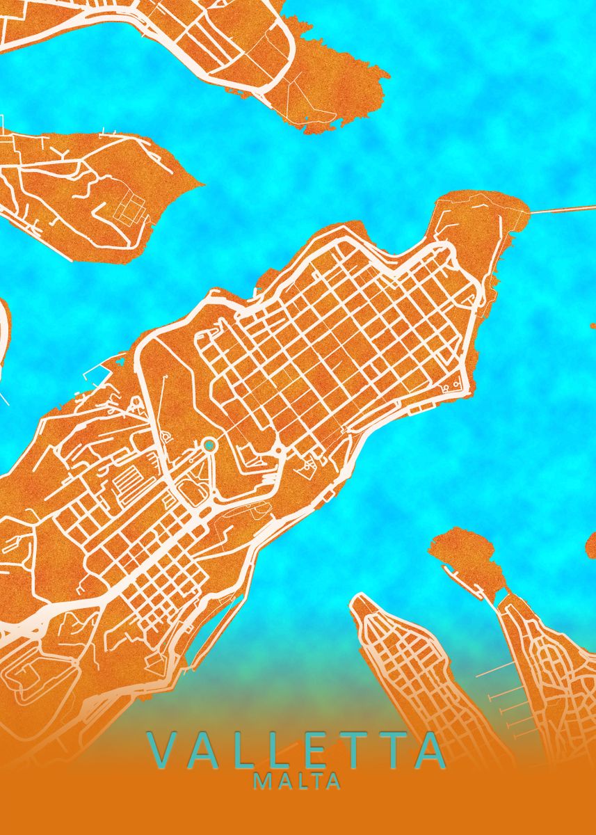 'Valletta Malta City Map' Poster, picture, metal print, paint by City ...