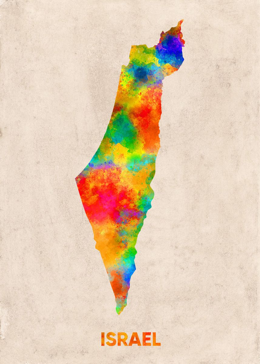 'Israel map' Poster, picture, metal print, paint by SplashDesign | Displate