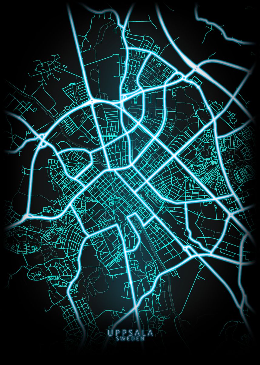 'Uppsala Sweden City Map' Poster, picture, metal print, paint by City ...