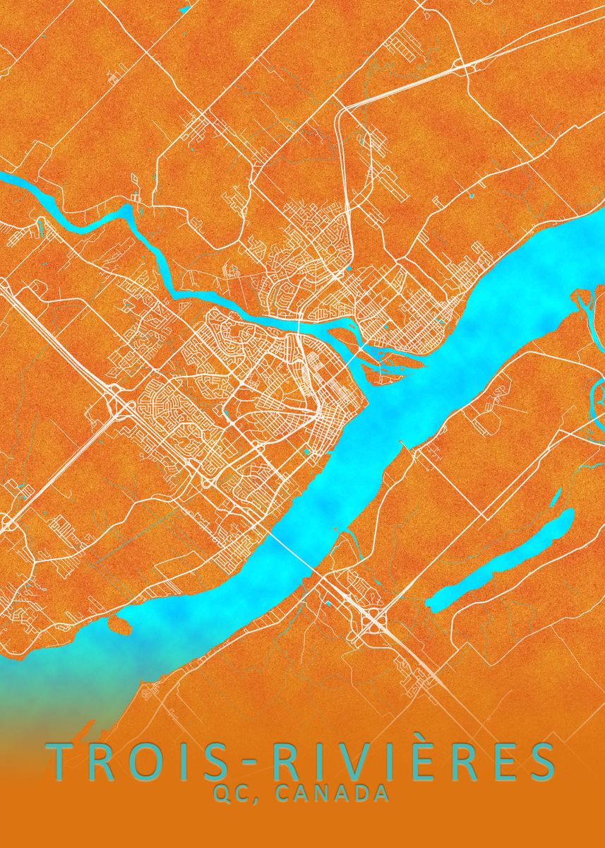 'Trois Rivieres QC Canada' Poster, picture, metal print, paint by City ...