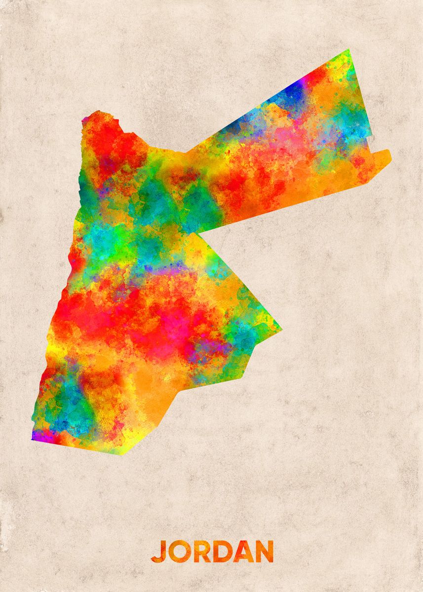'jordan map' Poster, picture, metal print, paint by SplashDesign | Displate