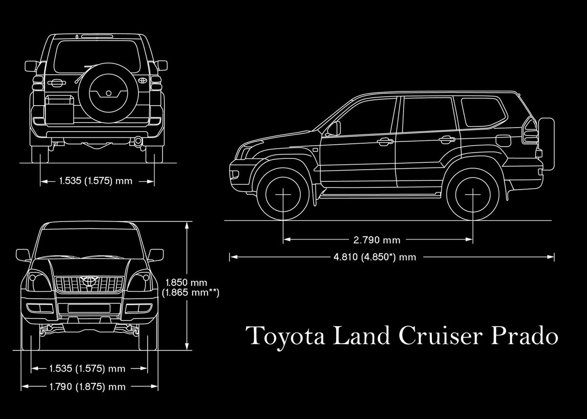 'Toyota Land Cruiser Prado' Poster by B & W Arts | Displate