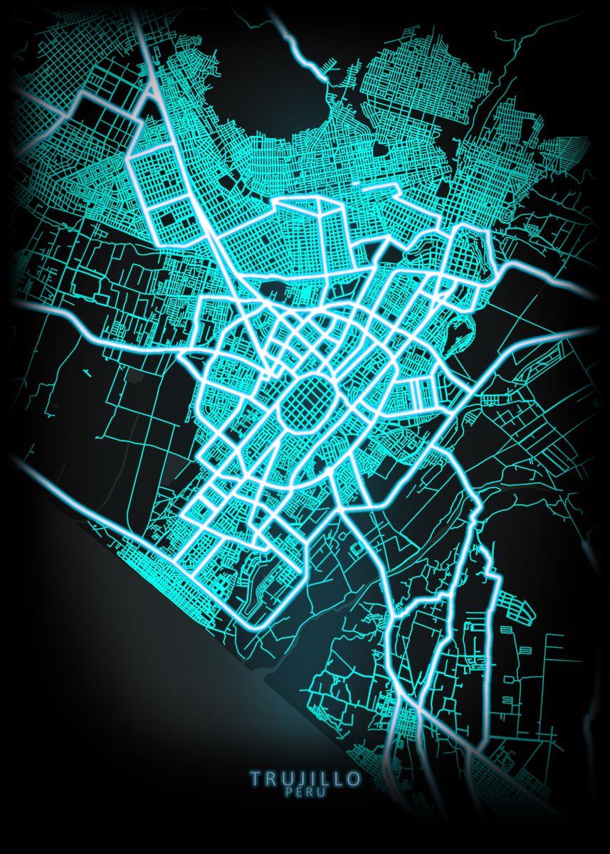 'Trujillo Peru City Map' Poster, picture, metal print, paint by City ...