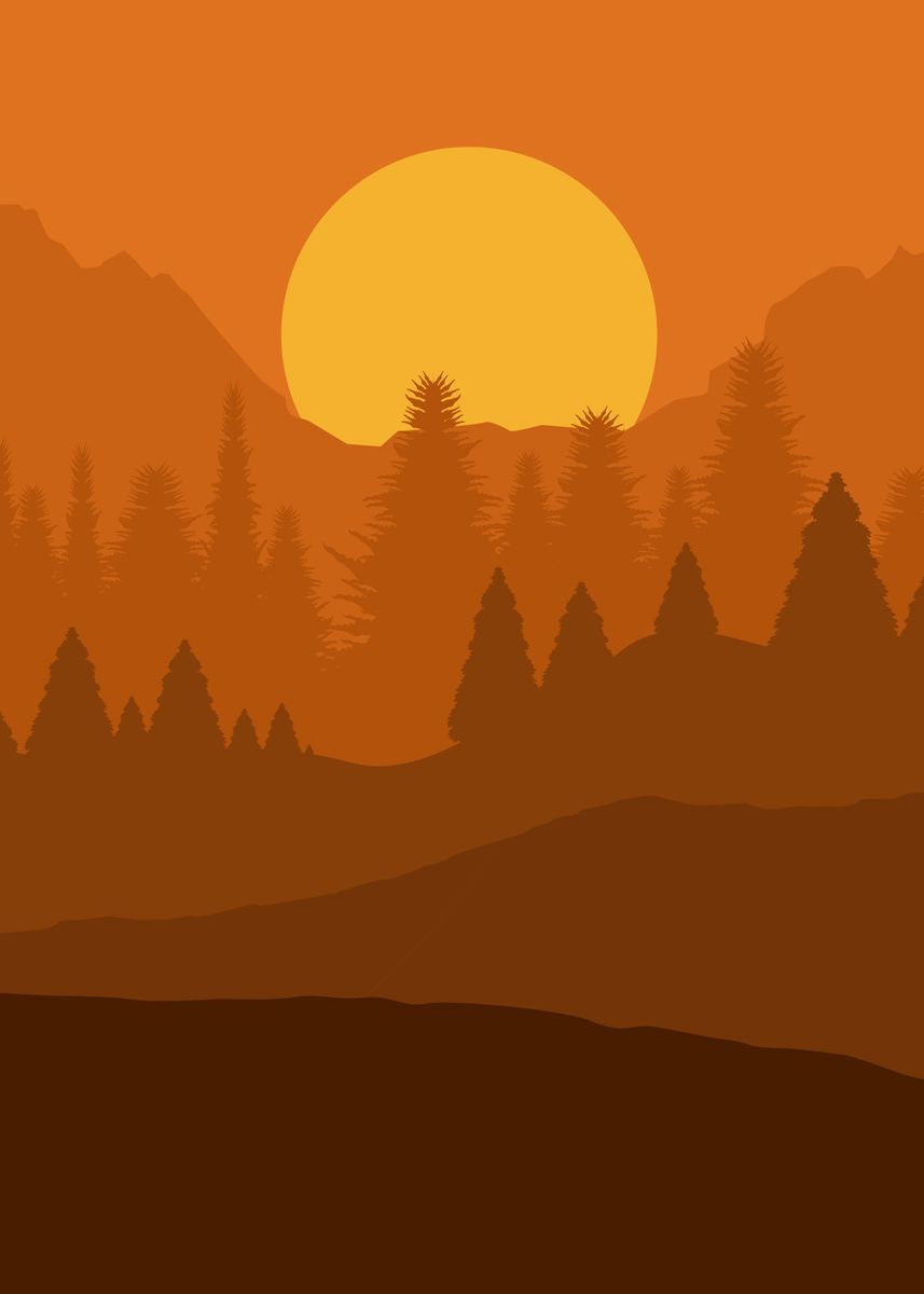 'Sunset Forest' Poster by DK Artwork | Displate