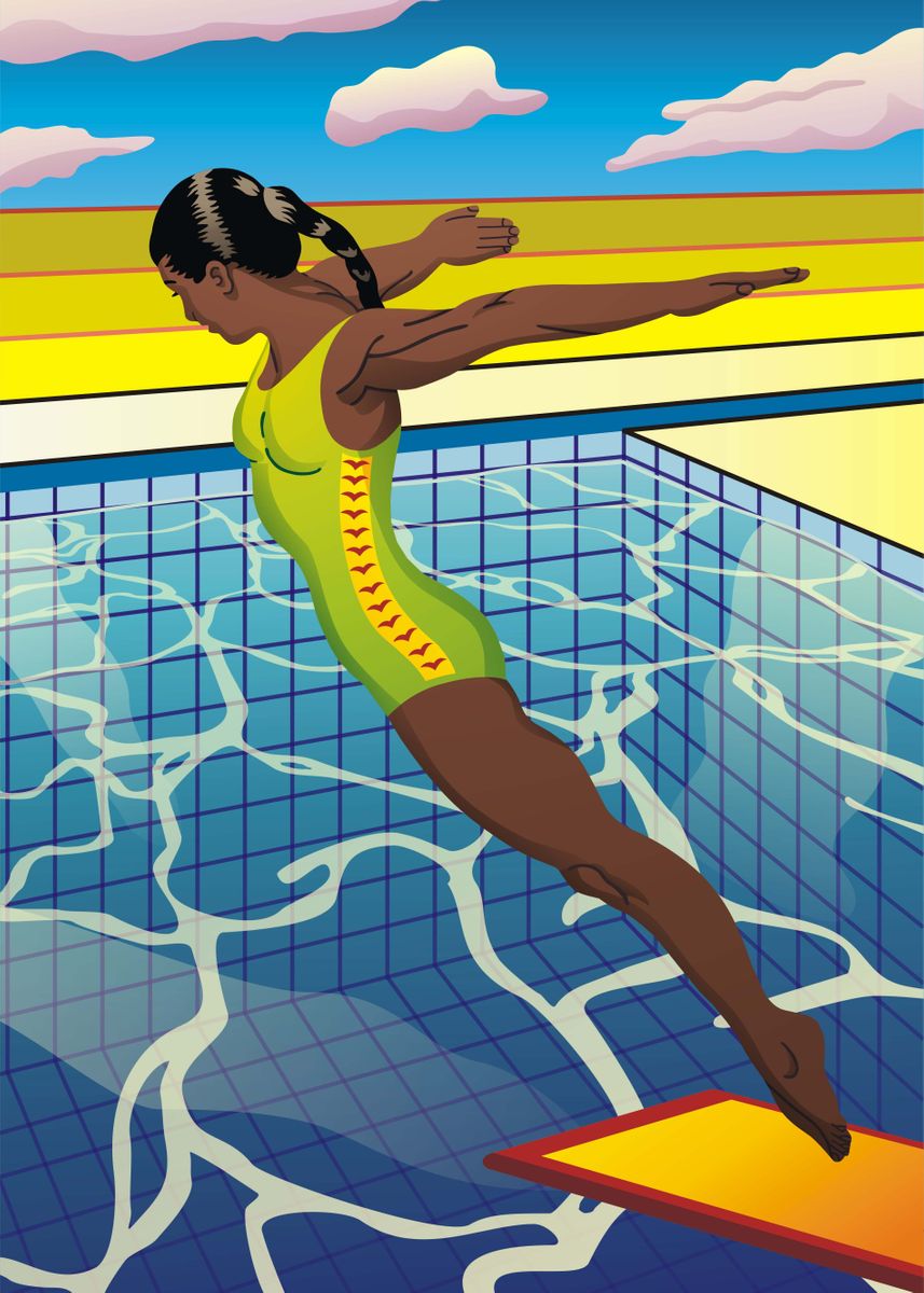 'Springboard Diver' Poster, picture, metal print, paint by Niño Jesús ...