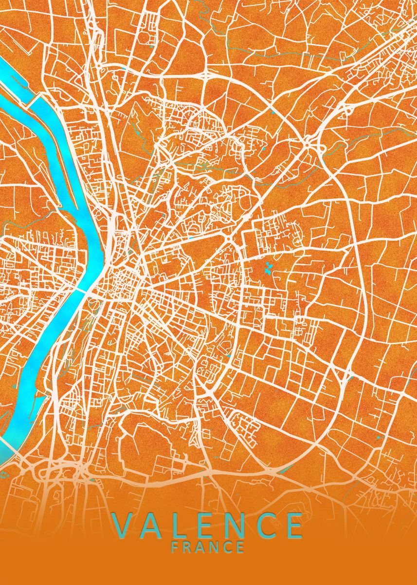 'Valence France City Map' Poster, picture, metal print, paint by City ...
