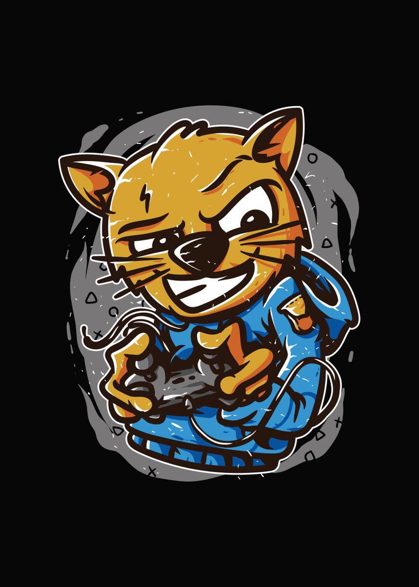 'cat gamer' Poster by iftah adi | Displate