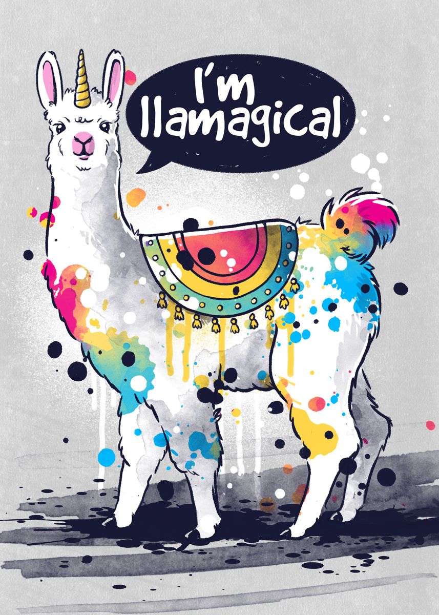 'llamagical llamacorn' Poster, picture, metal print, paint by ...