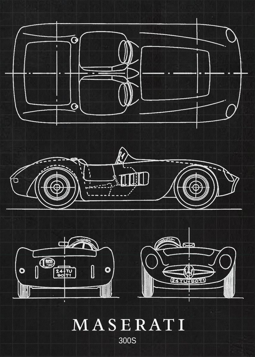 'Maserati 300S' Poster, picture, metal print, paint by DAVID CARL ...