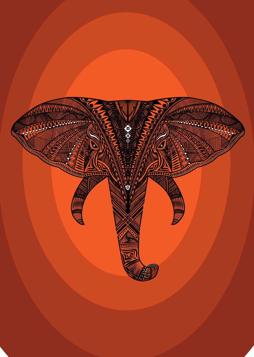 'Elephant orange ' Poster, picture, metal print, paint by KPAlexander ...