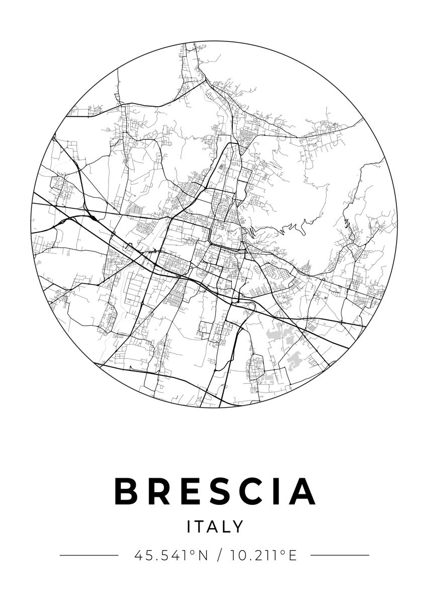 'Brescia City Map' Poster, picture, metal print, paint by Conceptual ...