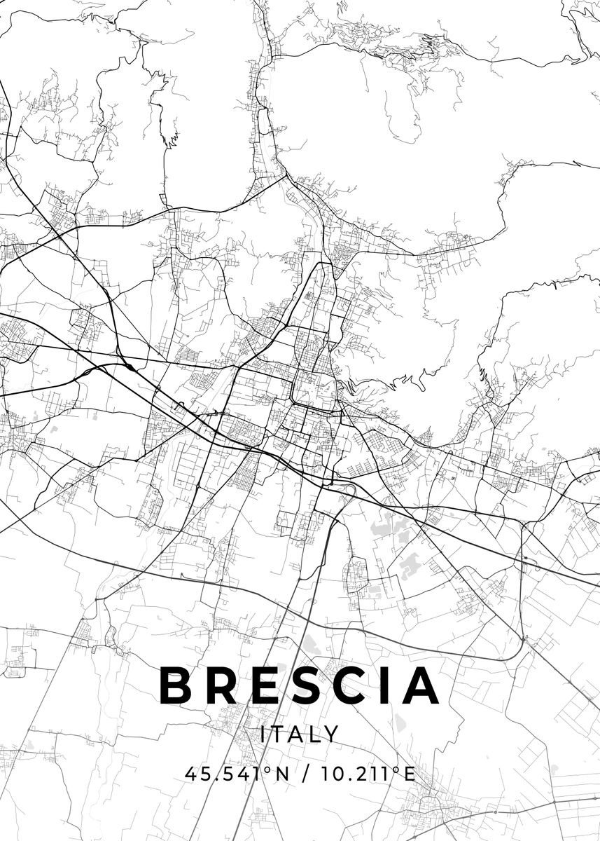 'Brescia City Map' Poster, picture, metal print, paint by Conceptual ...