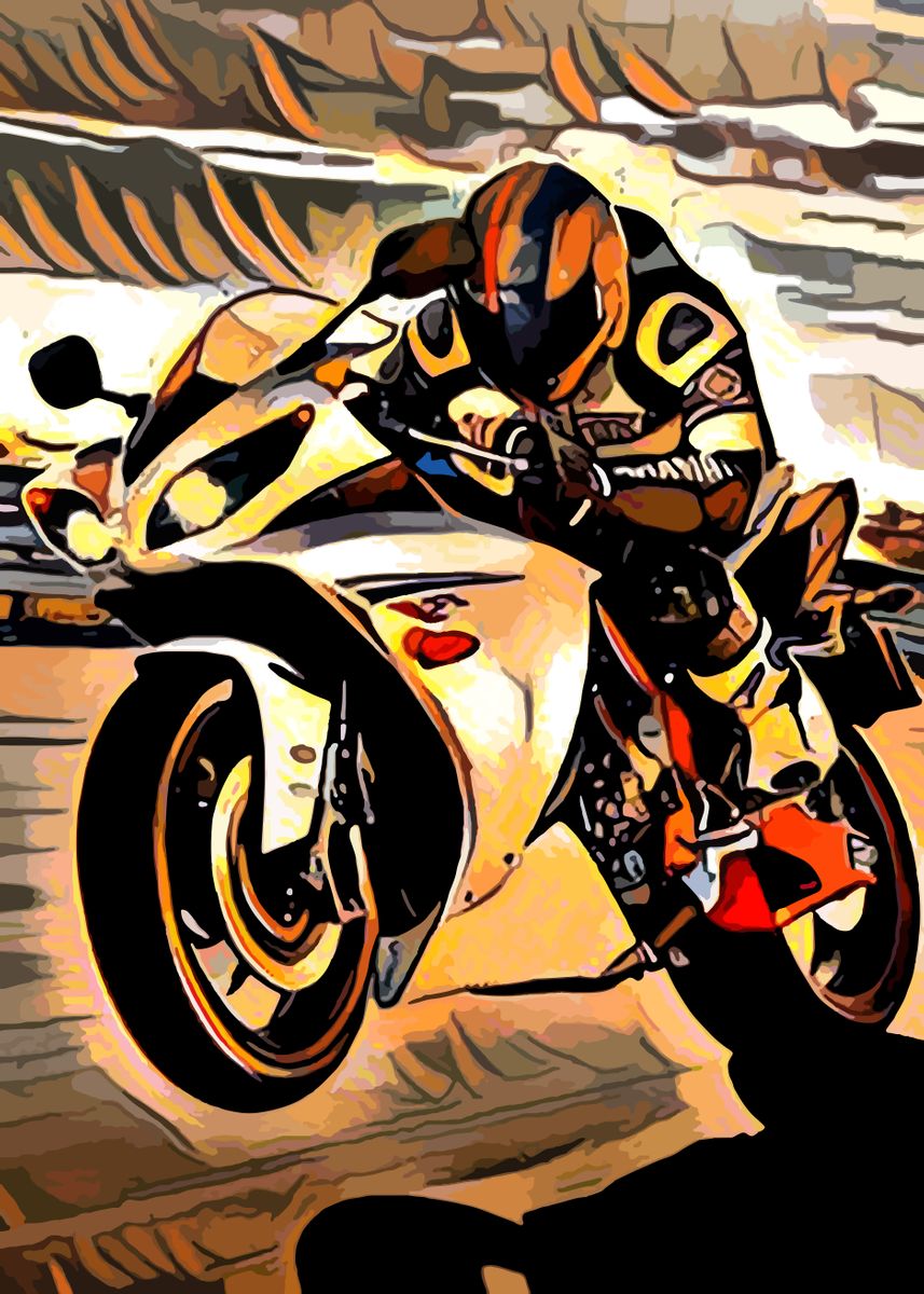 'Motor Cycle One Wheel ' Poster, picture, metal print, paint by Rozi ...