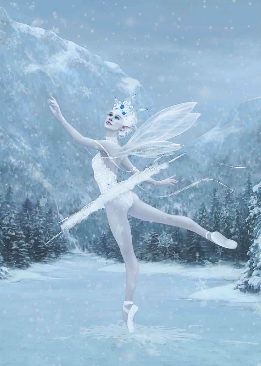 'Snow Dancer' Poster, picture, metal print, paint by Tanya Varga | Displate