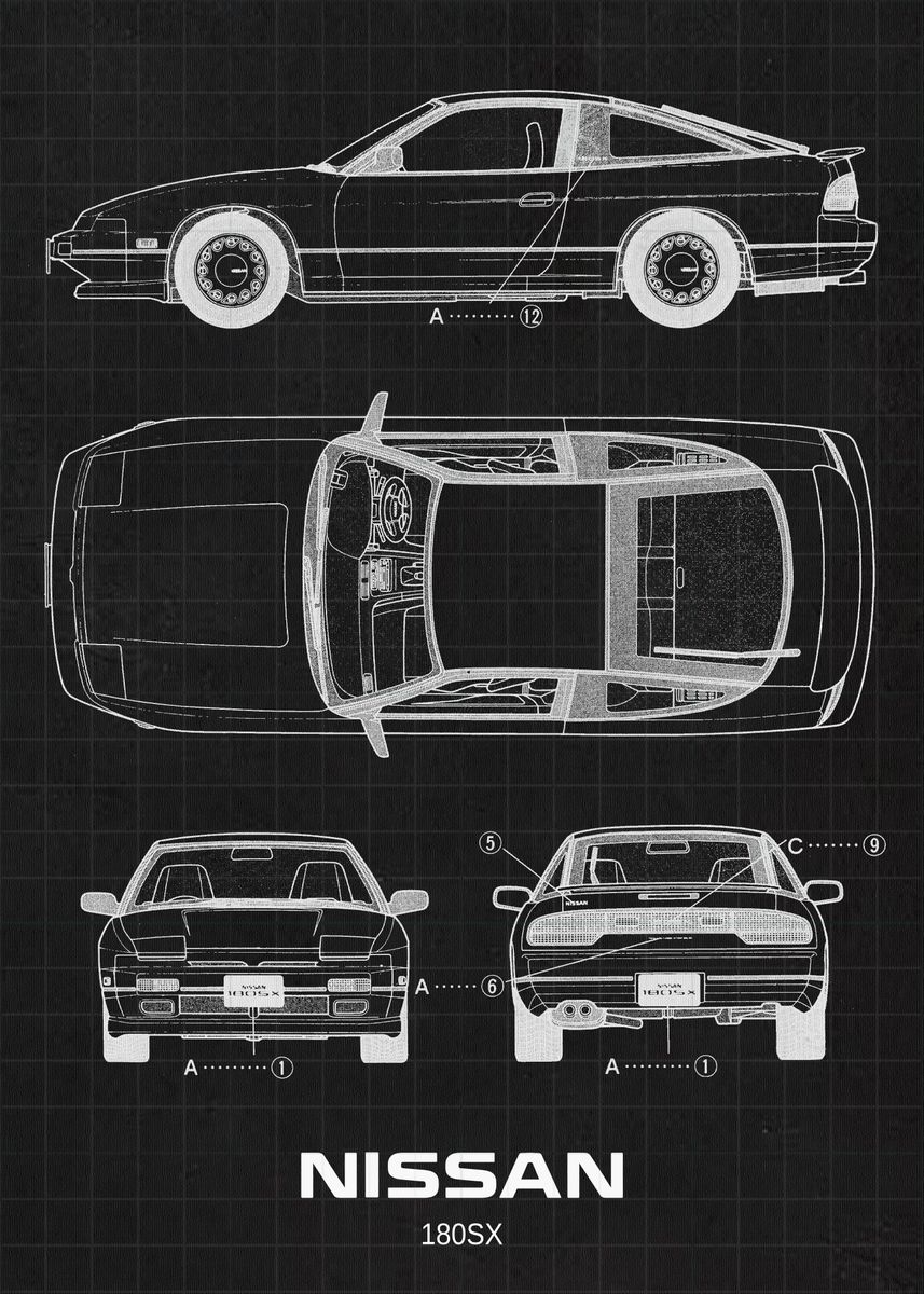 'Nissan 180SX' Poster, picture, metal print, paint by DAVID CARL PLATES ...