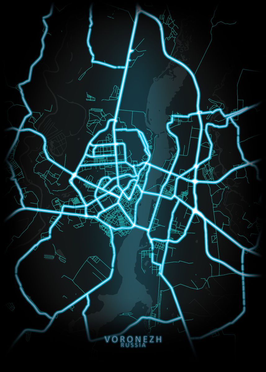 'Voronezh Russia City Map' Poster, picture, metal print, paint by City ...