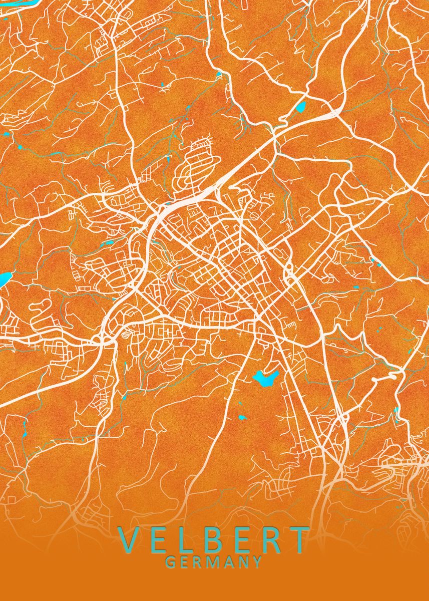 'Velbert Germany City Map' Poster, picture, metal print, paint by City ...