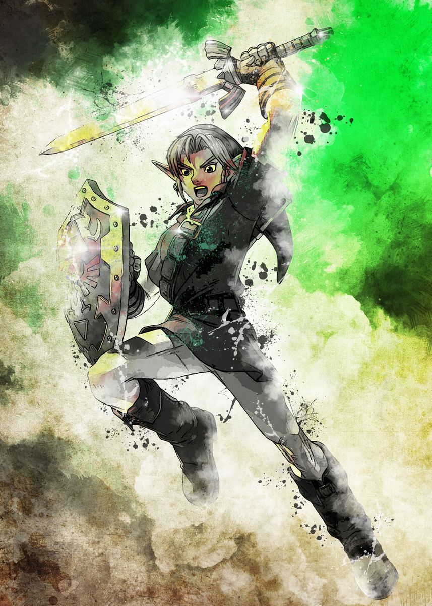 'hero jump with sword' Poster, picture, metal print, paint by icha nong ...