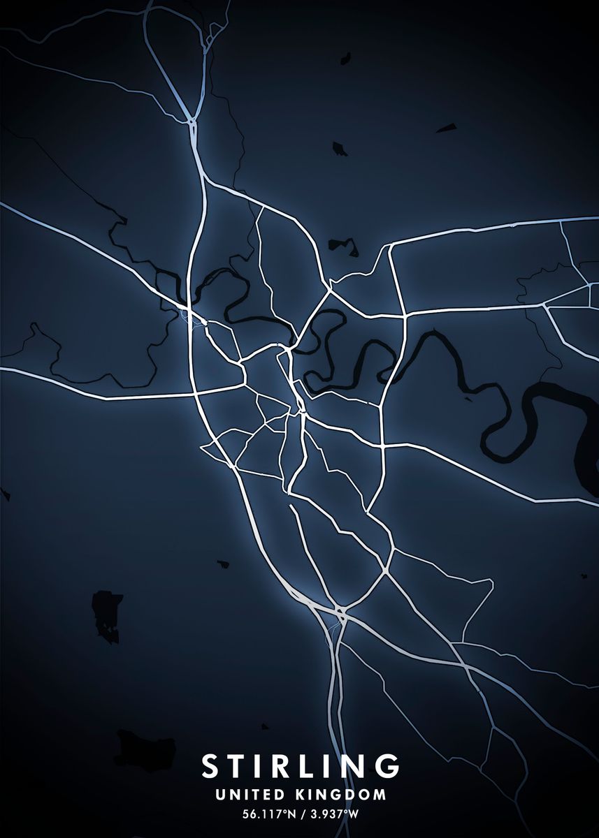 'Stirling Map Posters' Poster, picture, metal print, paint by Merah ...