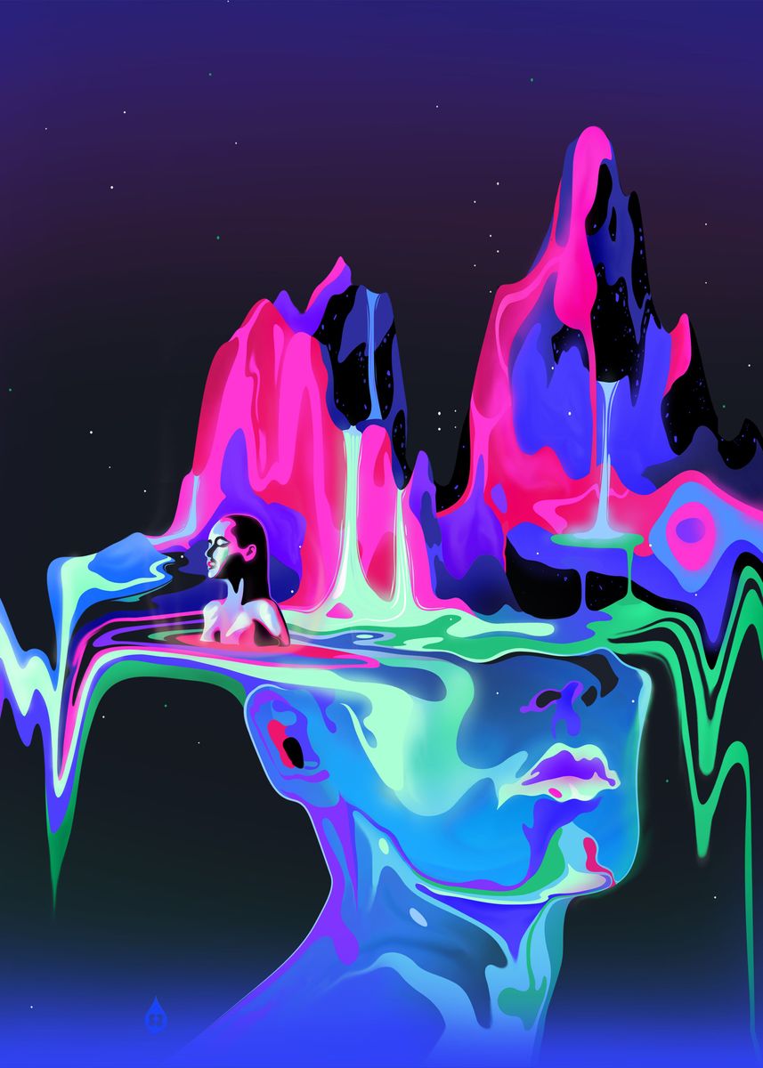 'Brain Wave' Poster, picture, metal print, paint by shadow chen | Displate