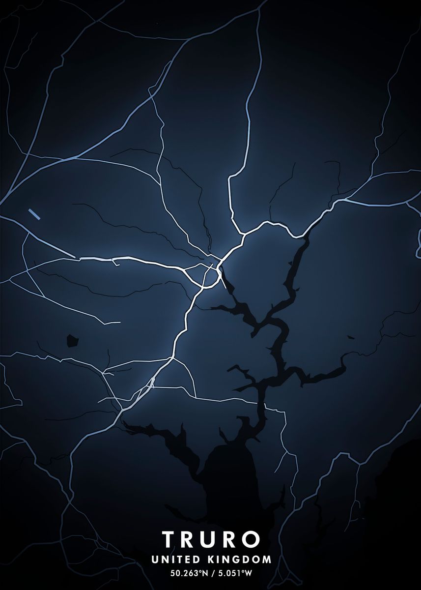 'Truro Map Posters' Poster, picture, metal print, paint by Merah ...