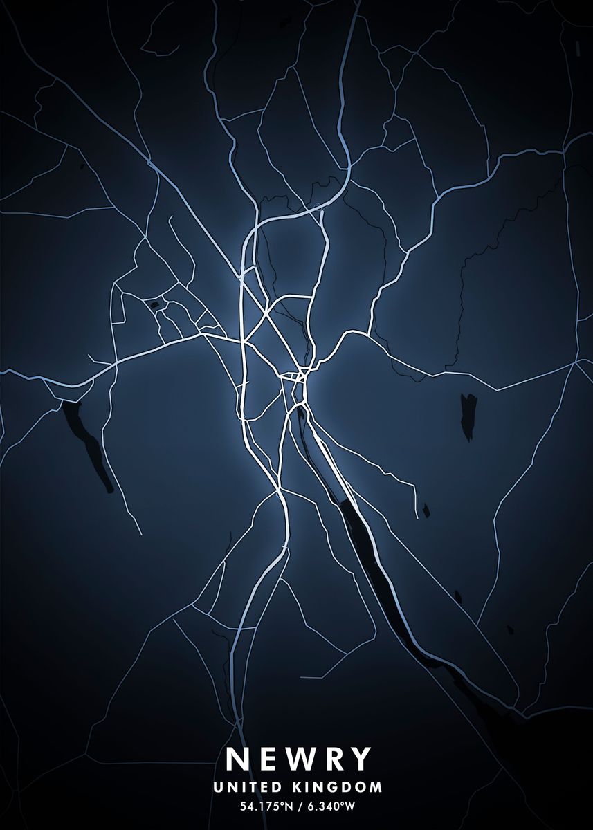 'Newry Map Posters' Poster by Merah Djoeang | Displate