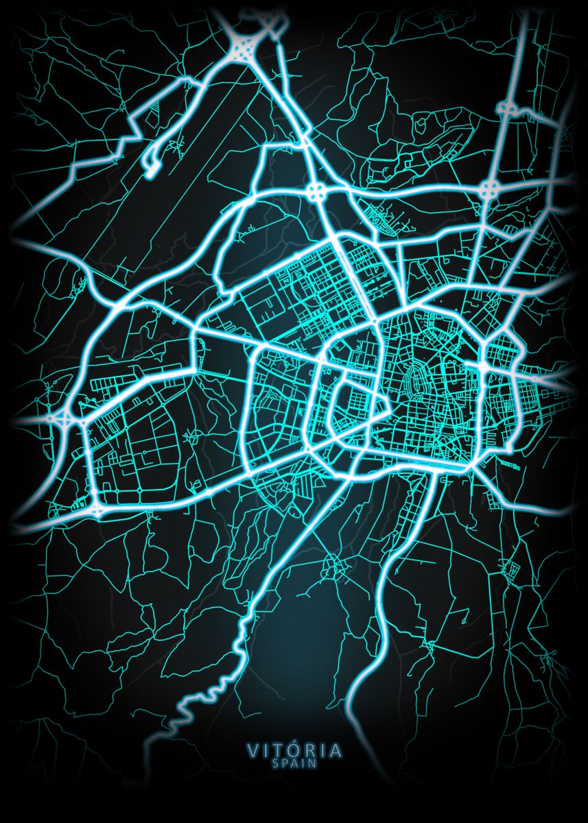 'Vitoria Spain City Map' Poster, picture, metal print, paint by City ...