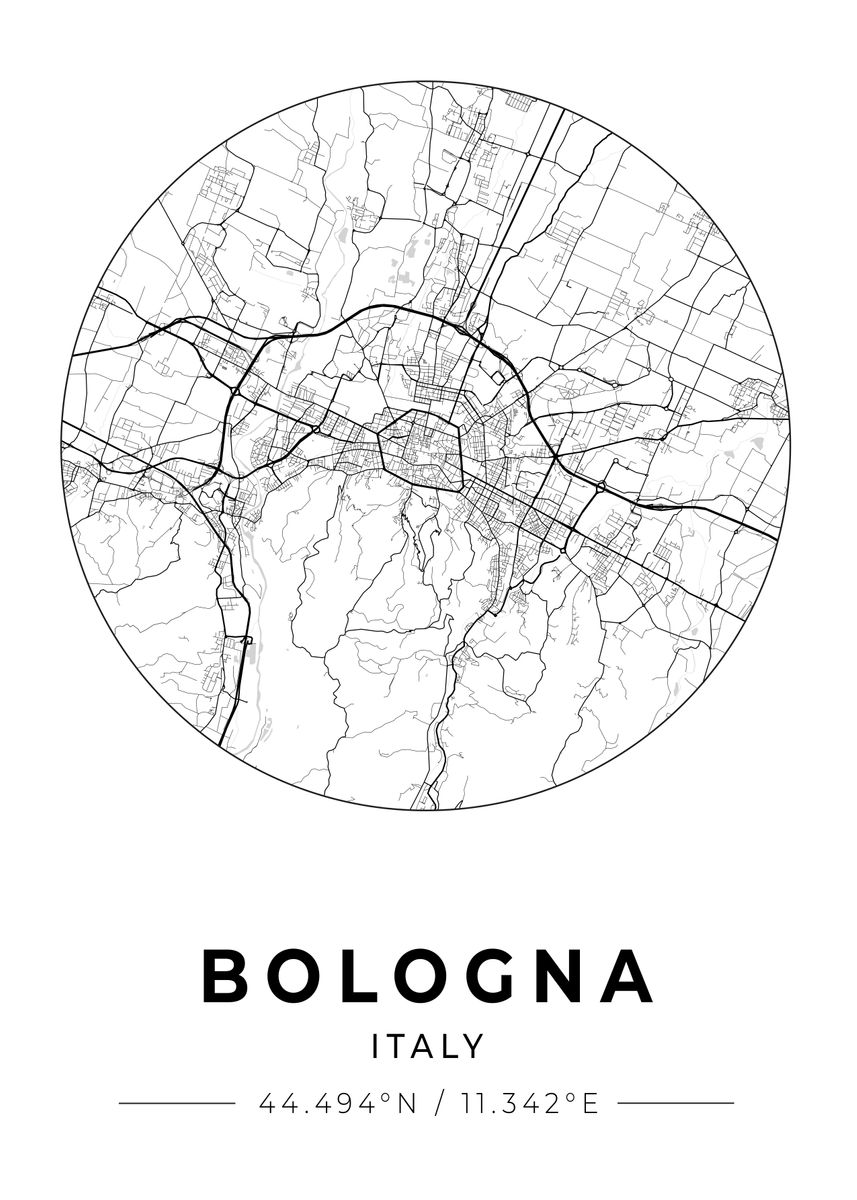 'Bologna City Map' Poster, picture, metal print, paint by Conceptual ...