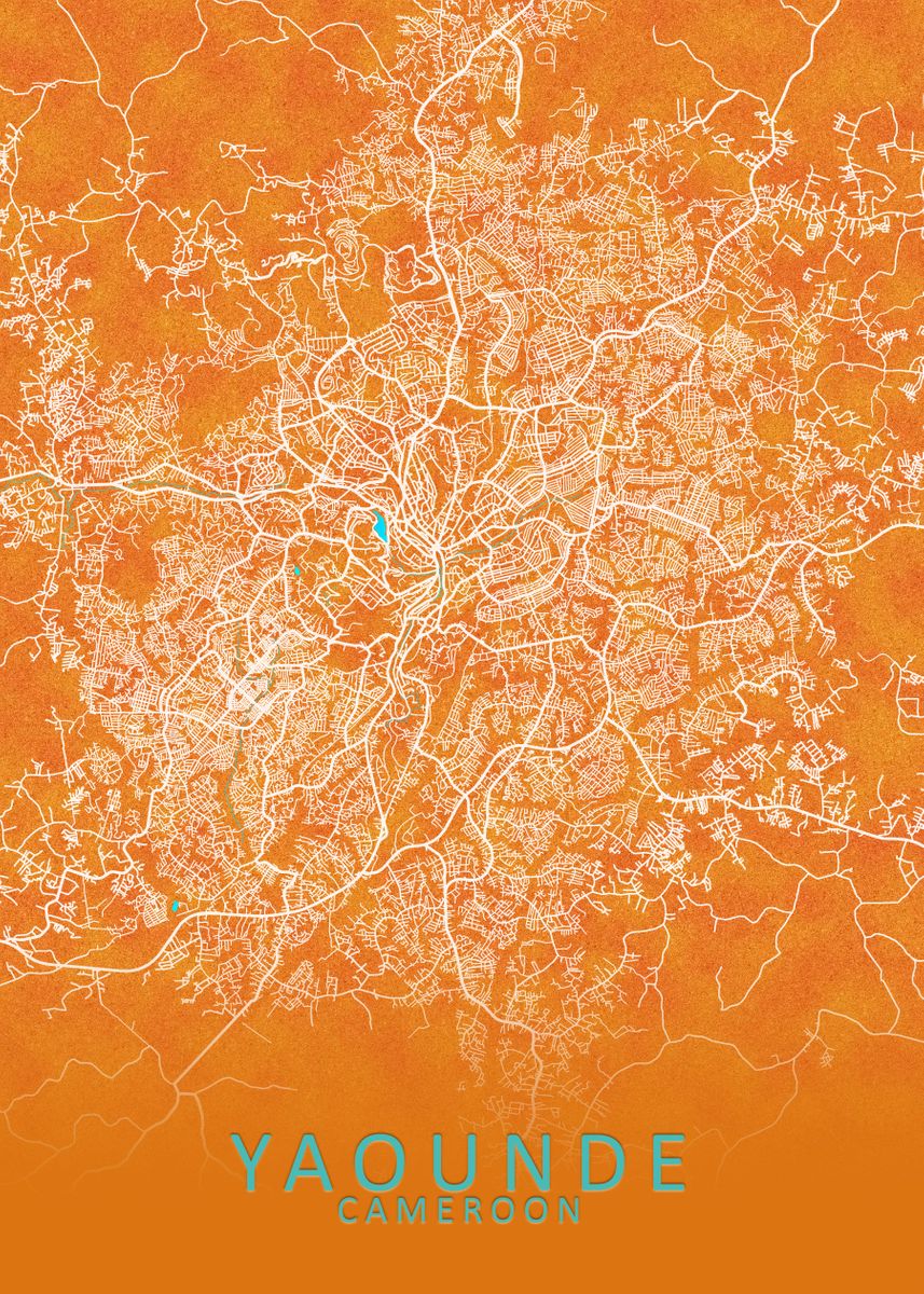 'Yaounde Cameroon City Map' Poster, picture, metal print, paint by City ...
