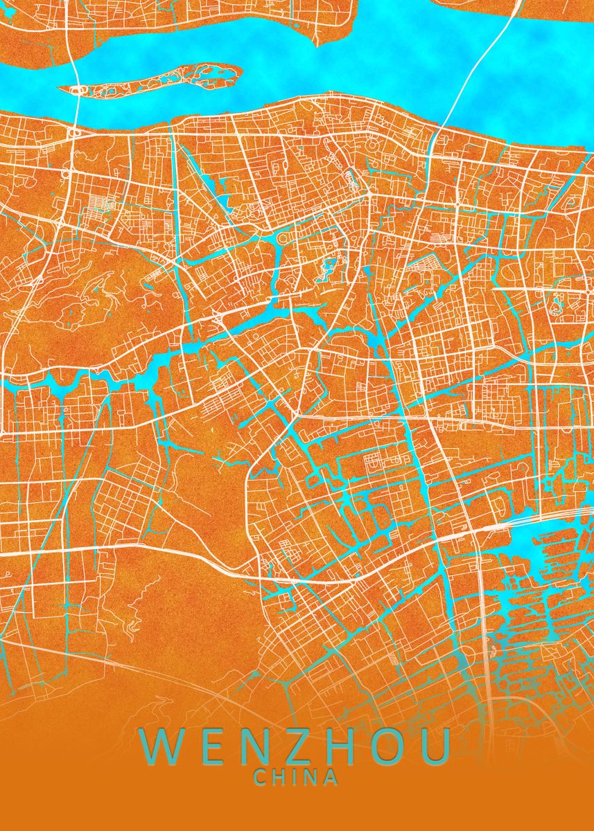 'Wenzhou China City Map' Poster by City Map Art Prints | Displate