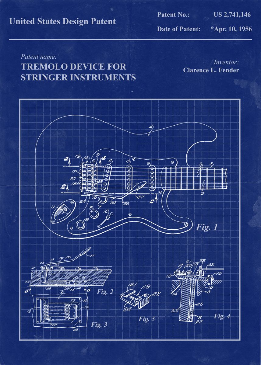 'Fender Design Blueprint' Poster, picture, metal print, paint by Simply ...