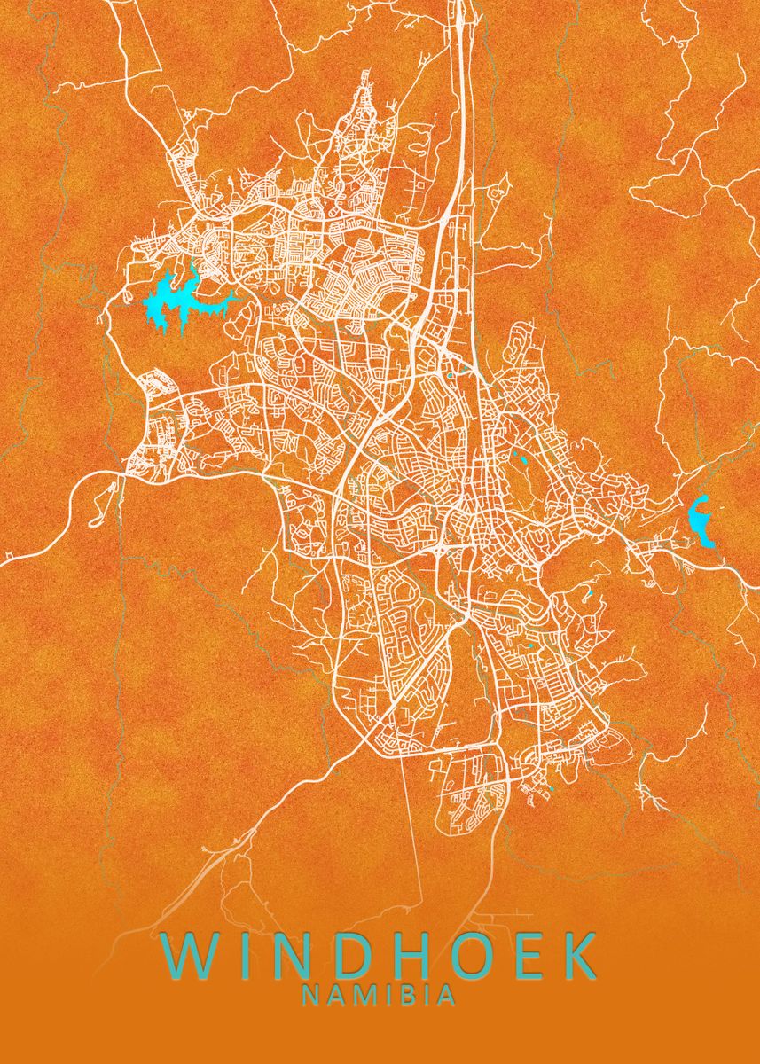 'Windhoek Namibia City Map' Poster, picture, metal print, paint by City ...