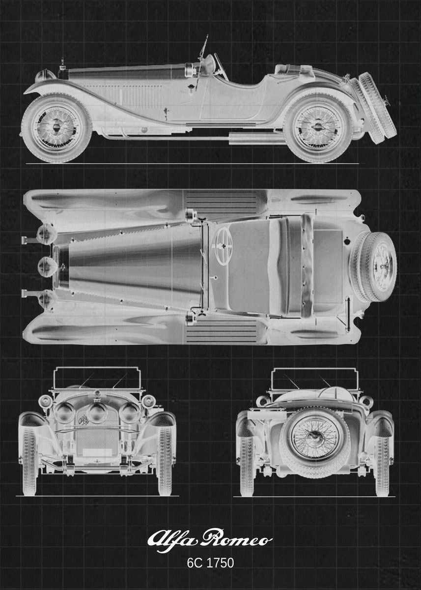 'Alfa Romeo 6C 1750' Poster, picture, metal print, paint by DAVID CARL ...
