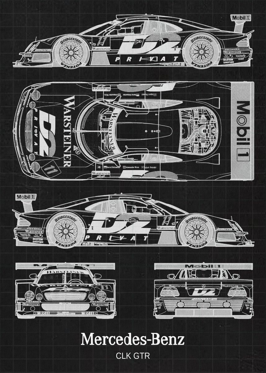 'MercedesBenz CLK GTR' Poster, picture, metal print, paint by DAVID ...