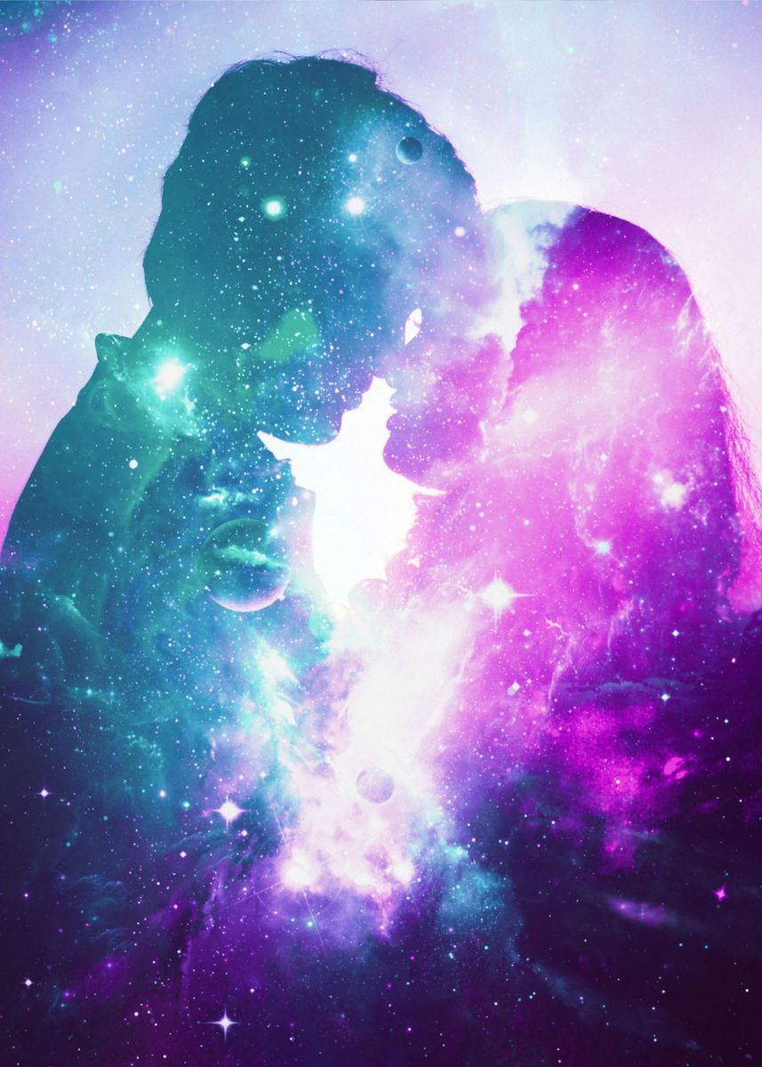 'Lovers Space Heart Galaxy' Poster, picture, metal print, paint by Gen ...