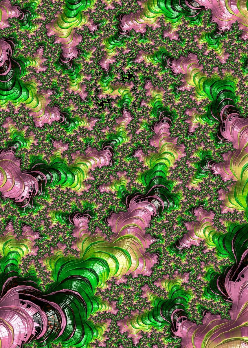 'Pink and Green Fractal' Poster, picture, metal print, paint by ...
