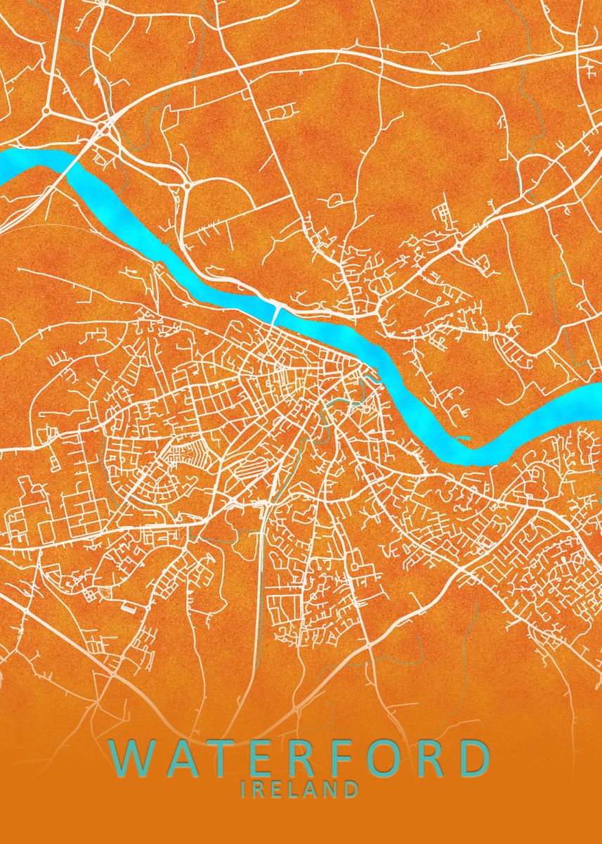 'Waterford Ireland City Map' Poster by City Map Art Prints | Displate