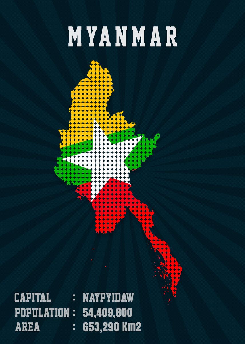 'Myanmar' Poster, picture, metal print, paint by MK Store | Displate