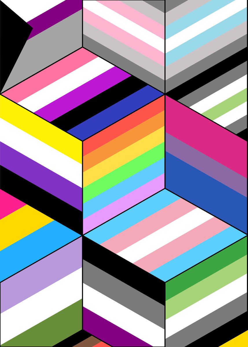 'Pride Cubes' Poster, picture, metal print, paint by Emma Fitzmaurice ...