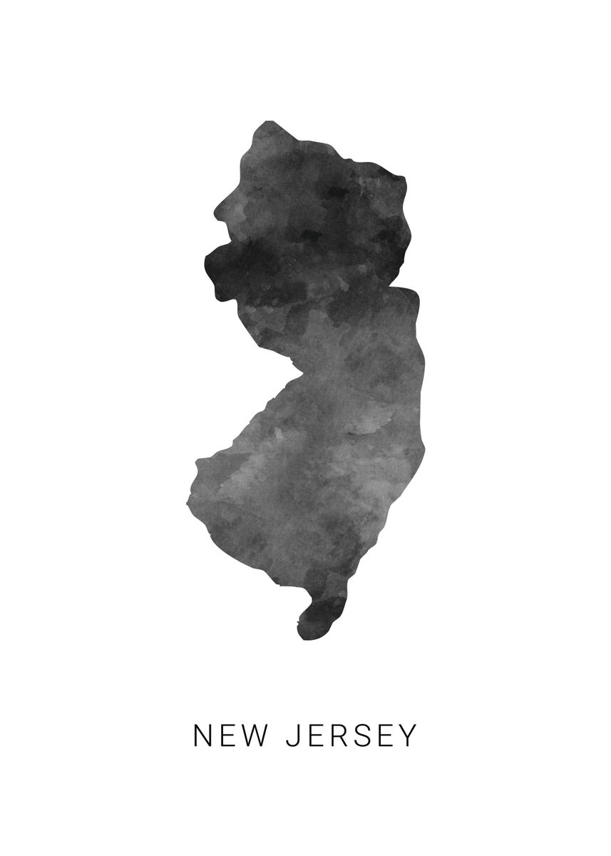 'New Jersey state map' Poster, picture, metal print, paint by ...