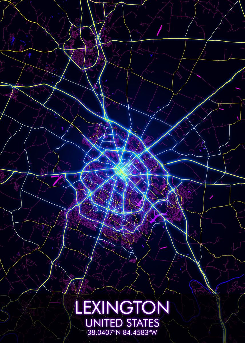 'LEXINGTON City Map' Poster, picture, metal print, paint by Artcom ...