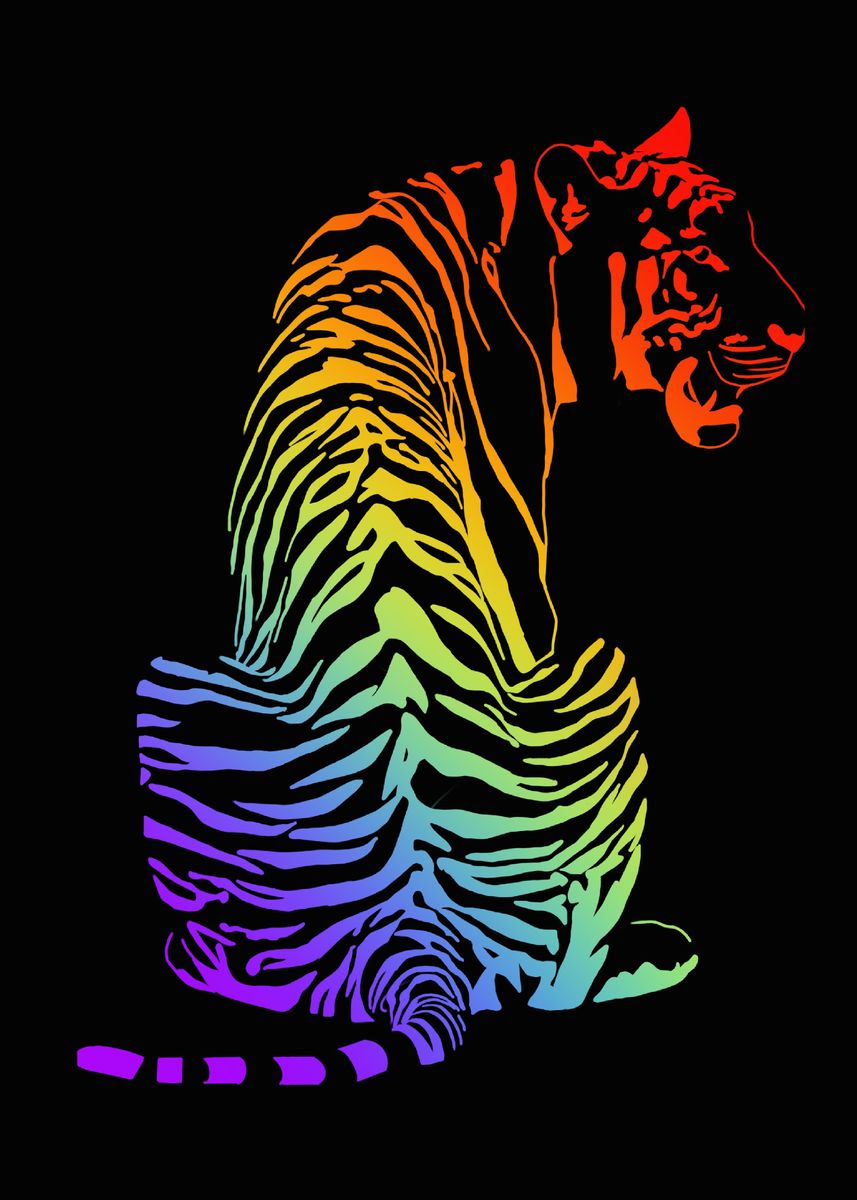 'Gay Tiger' Poster, picture, metal print, paint by Adam Adam | Displate